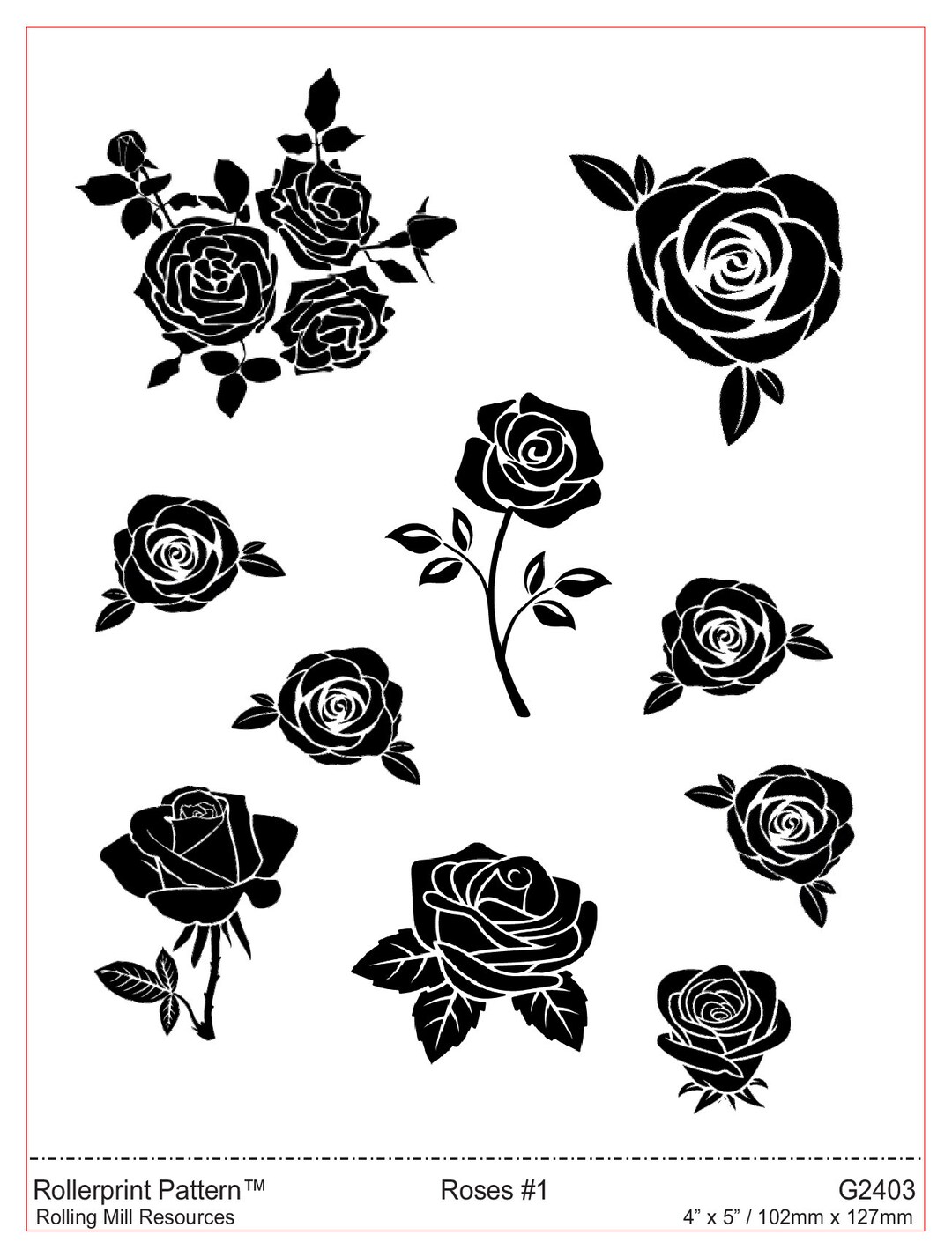 G2403 Rolling Mill Texture (roses #1)) 4"x5" Low Relief Pattern (laser ...