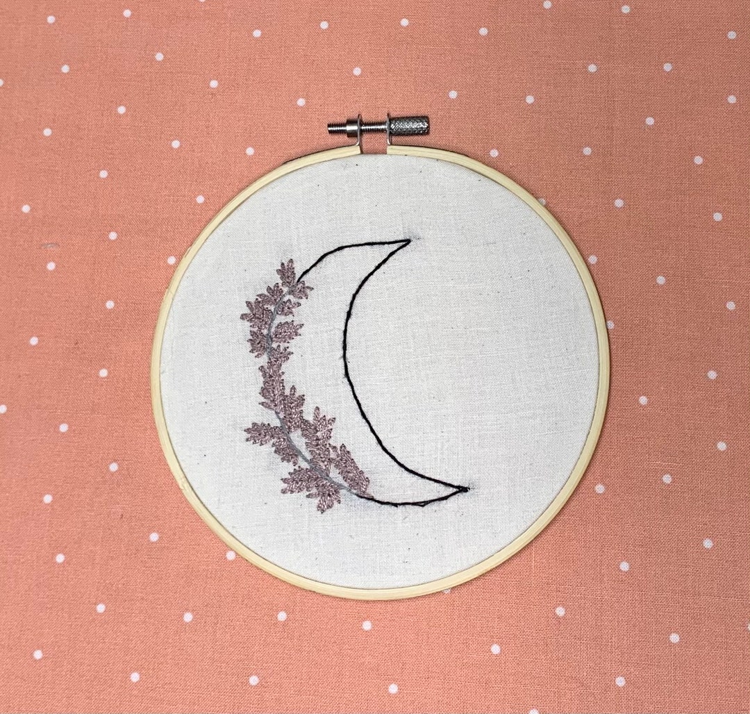 Floral Half Moon Embroidery - Five Inch Hand Embroidered Hoop - Etsy