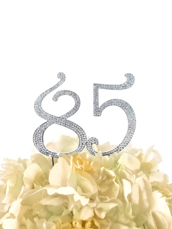 Rhinestone Cake Topper Number 85 Silver - Etsy