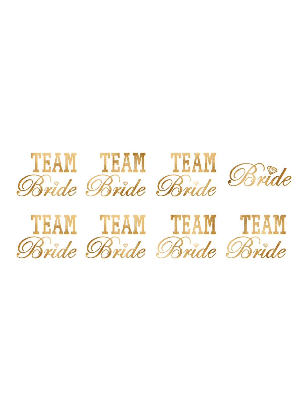 Bachelorette Bride and Team Bride Temporary Metallic Tattoos - Etsy