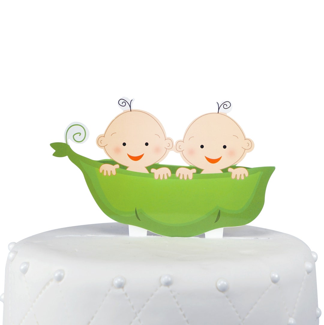 17 Main Two Peas in a Pod Twins Acrylic Cake Topper boys - Etsy