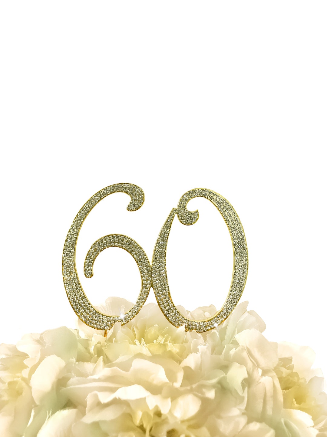 Rhinestone Cake Topper Number 60 Gold - Etsy