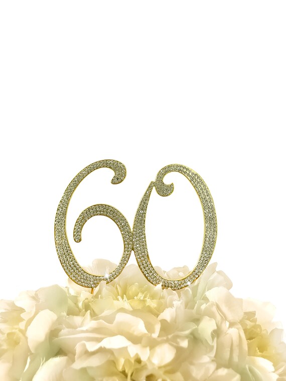 Rhinestone Cake Topper Number 60 Gold - Etsy