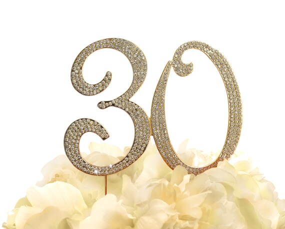 Rhinestone Cake Topper Number 30 Gold - Etsy