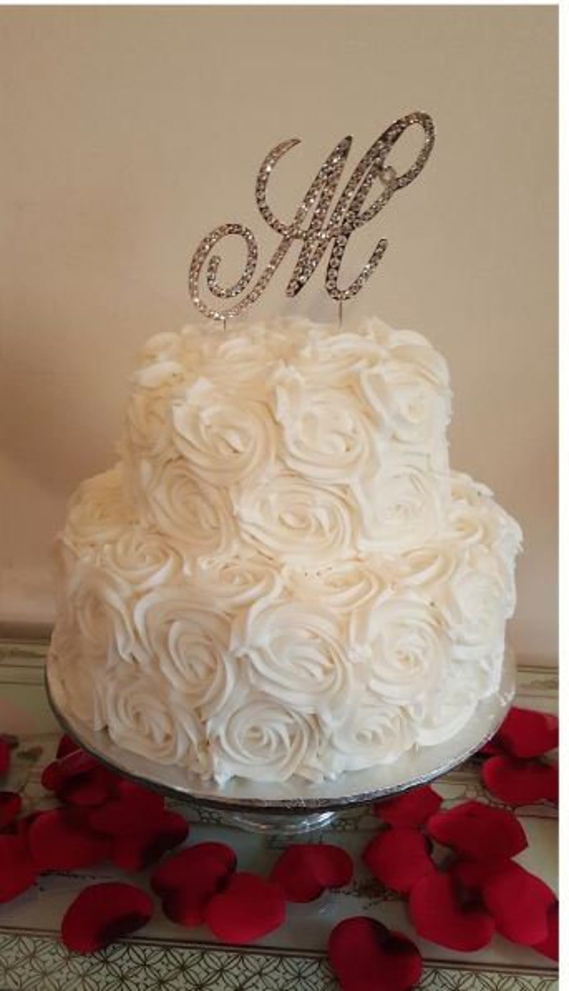 Victorian Rhinestone Wedding Cake Topper Silver Letter M | Etsy