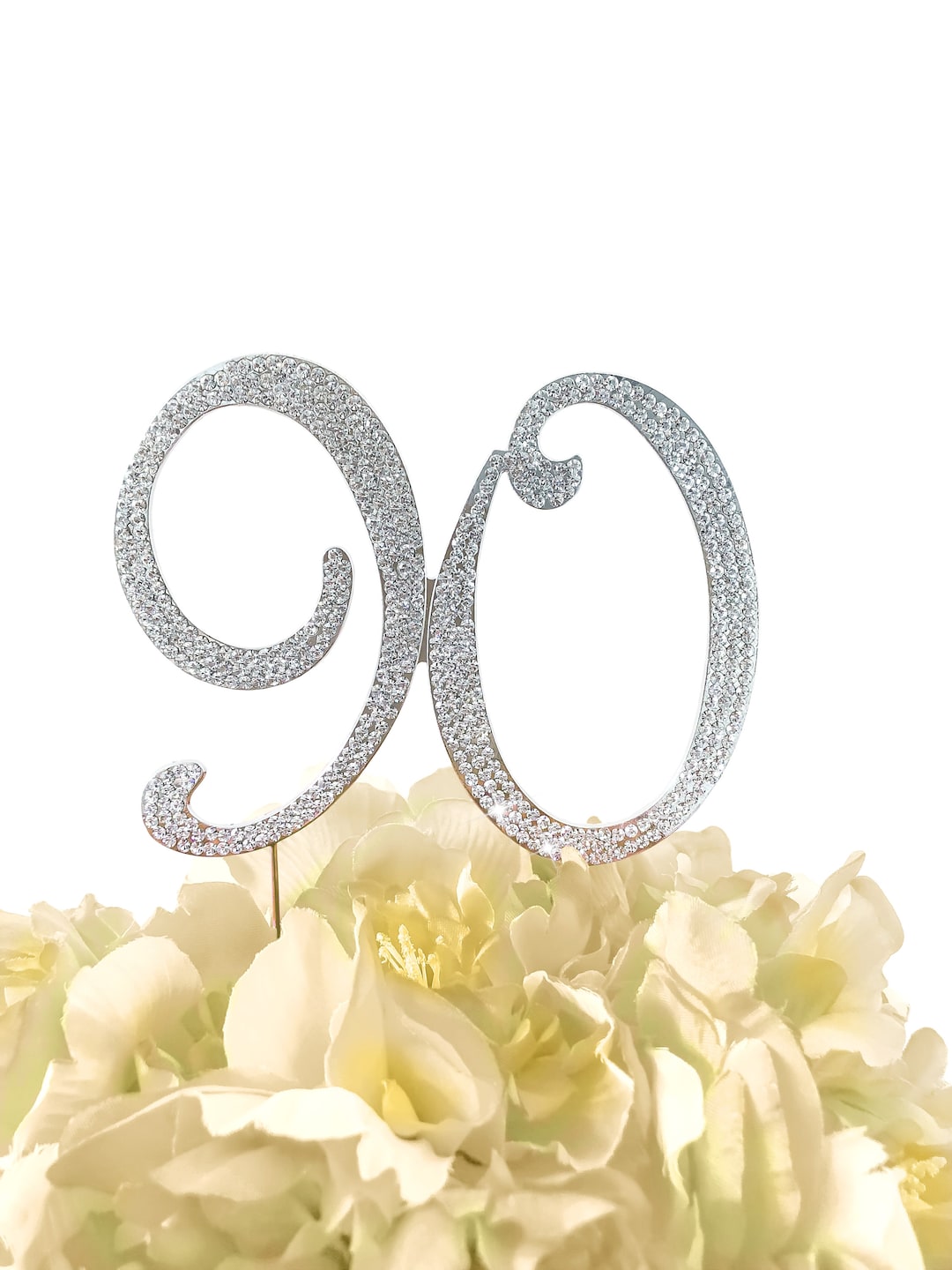 Rhinestone Cake Topper Number 90 Silver - Etsy