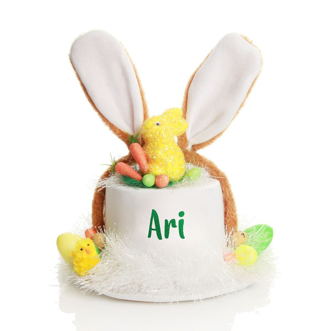 Personalised White Easter Bunny Top Hat - Etsy