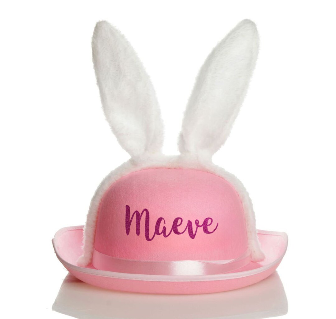 Personalised Pink Felt Easter Hat With Fluffy Bunny Ears - Etsy