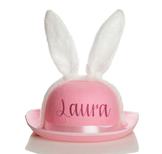 Personalised Pink Felt Easter Hat With Fluffy Bunny Ears - Etsy