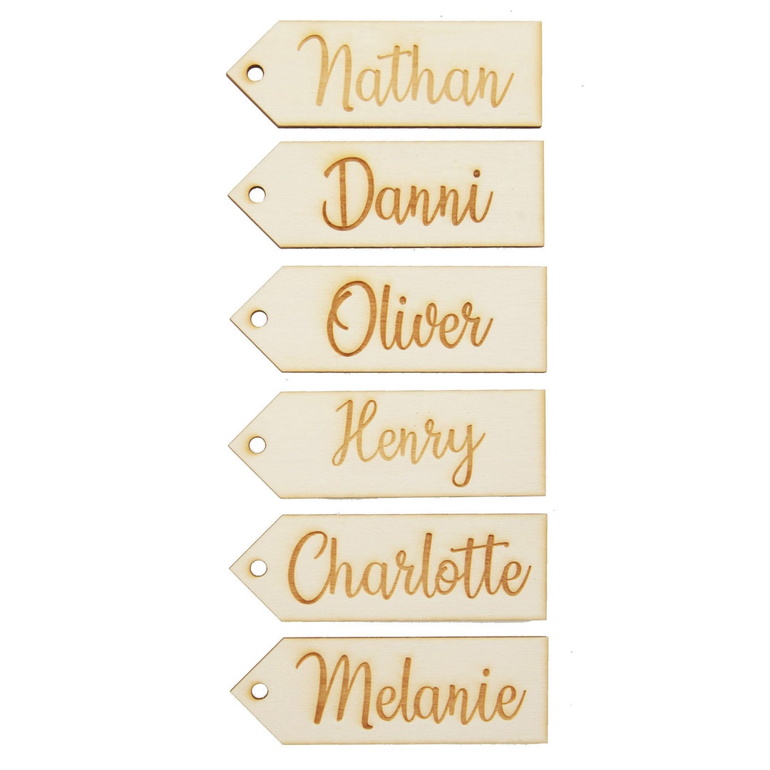 Personalised Wooden Etched Name Tags - Set of 6 - Etsy