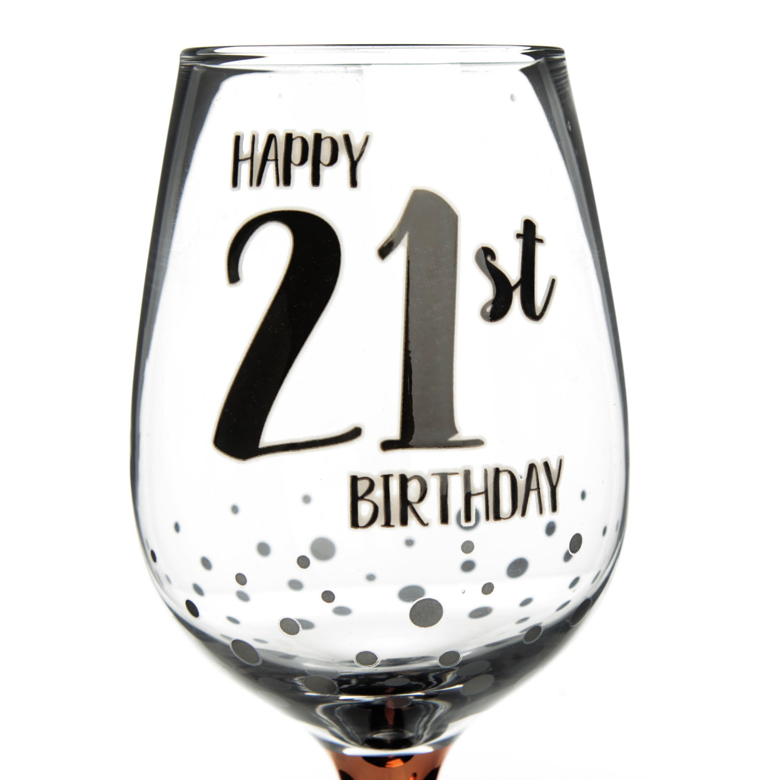 Personalised Rose Gold Happy 21st Birthday Wine Glass - Etsy