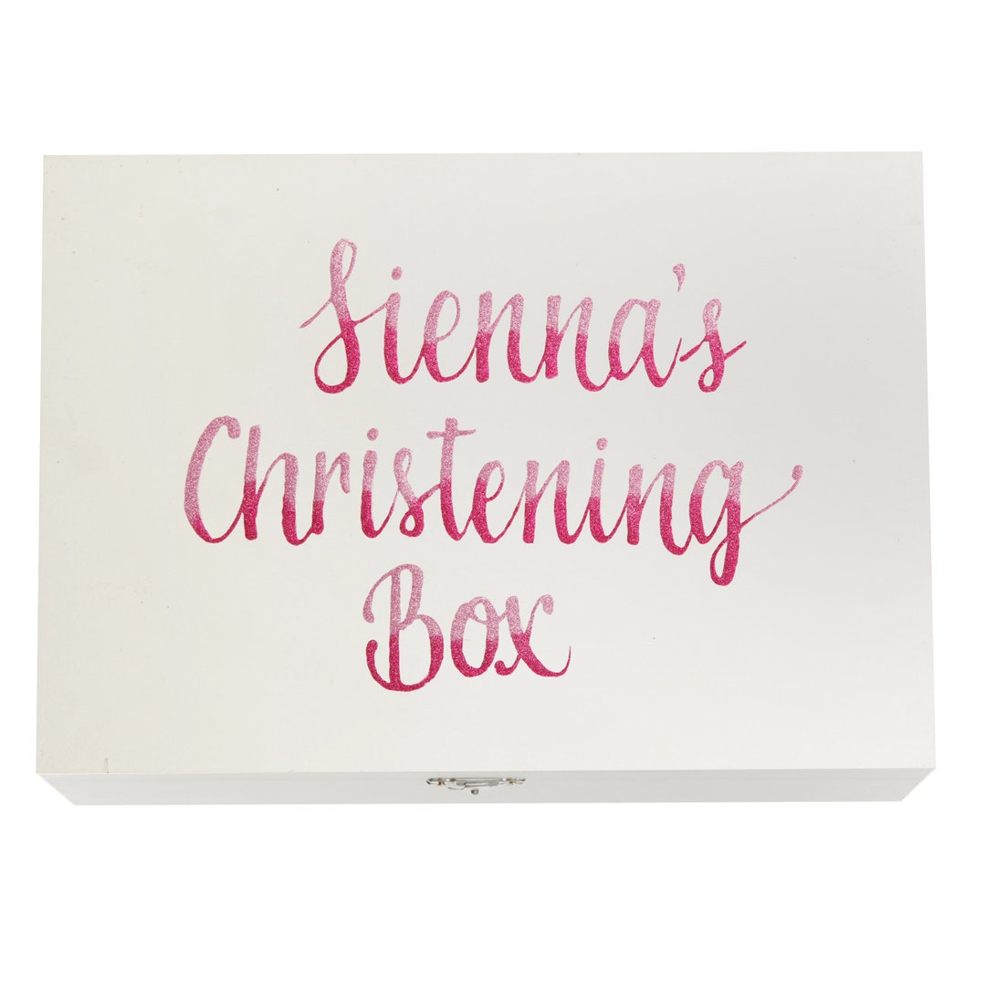 Personalised White Wood Christening Keepsake Box - Etsy
