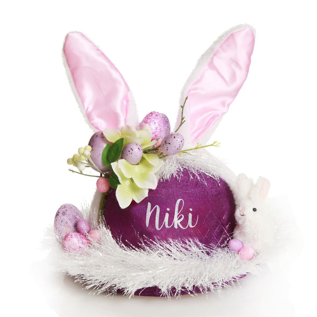 Personalised Purple Bunny Easter Hat - Etsy