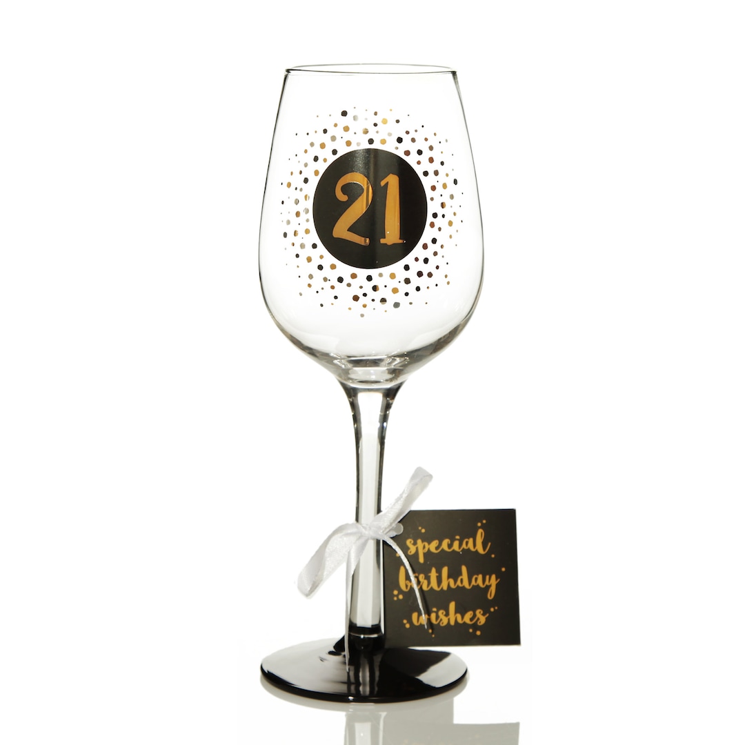Personalised Black and Gold 21st Birthday Wine Glass - Etsy Australia