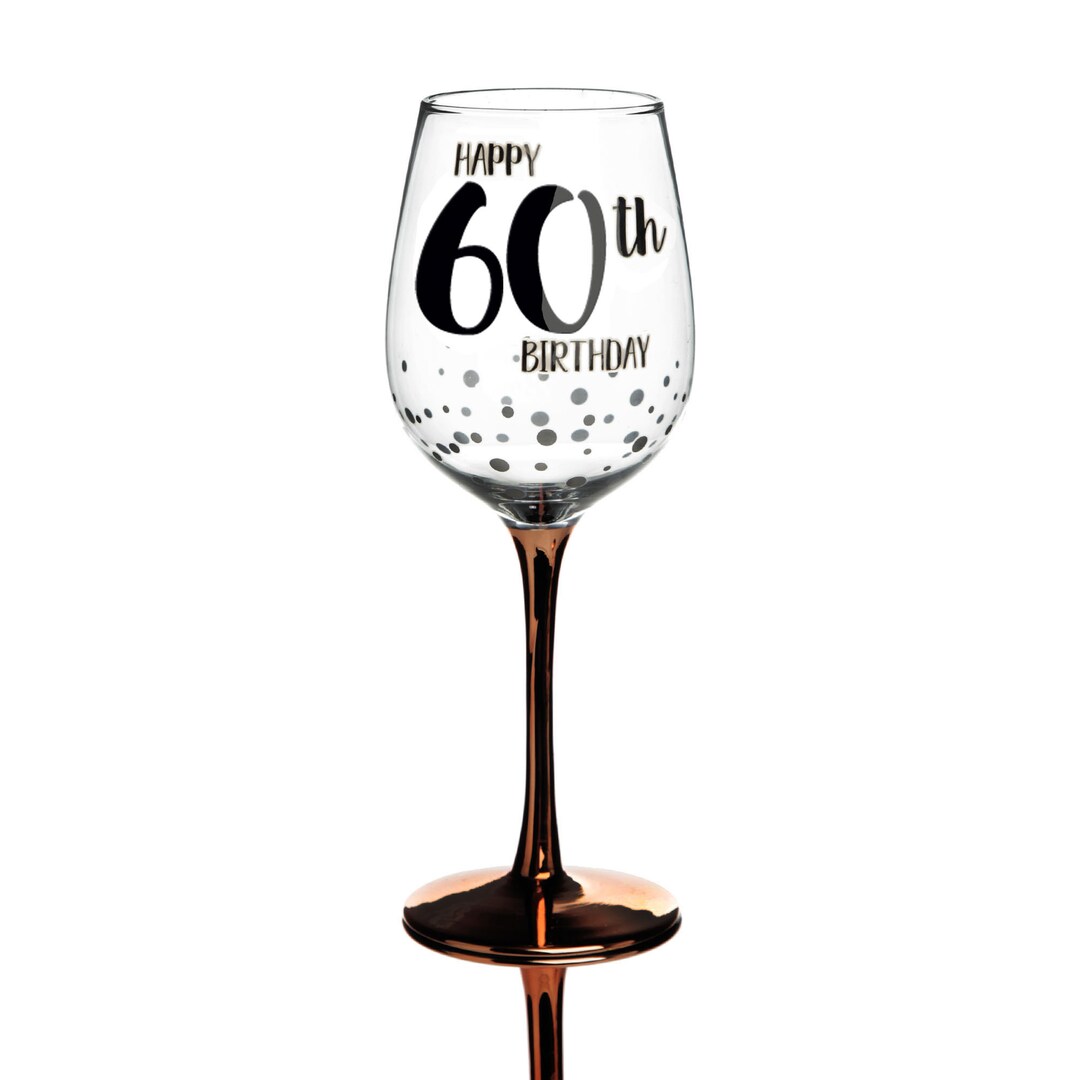 Personalised Rose Gold Happy 60th Birthday Wine Glass - Etsy