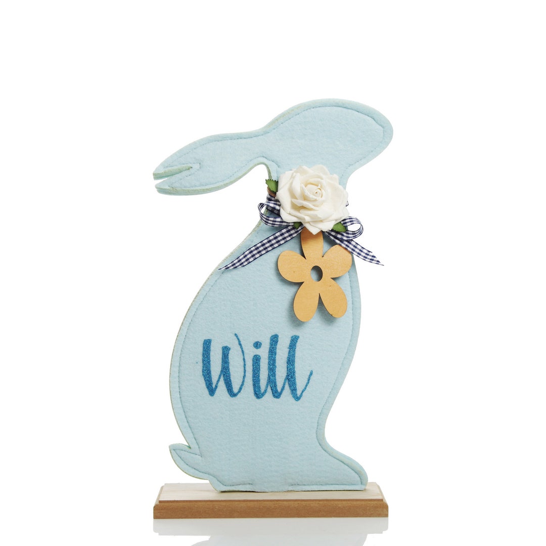 Personalised Pastel Blue Felt Bunny Ornament - Etsy