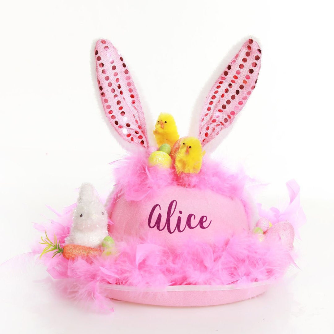 Hand Crafted Pink Feather and Bunny Easter Hat - Etsy