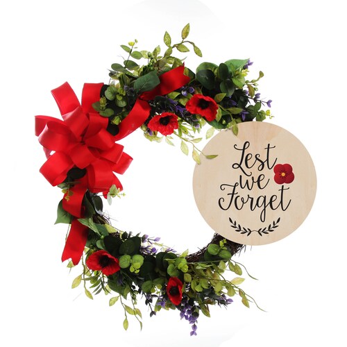 Anzac Day Floral Tribute Wreath With Purple Plaque Lest We - Etsy