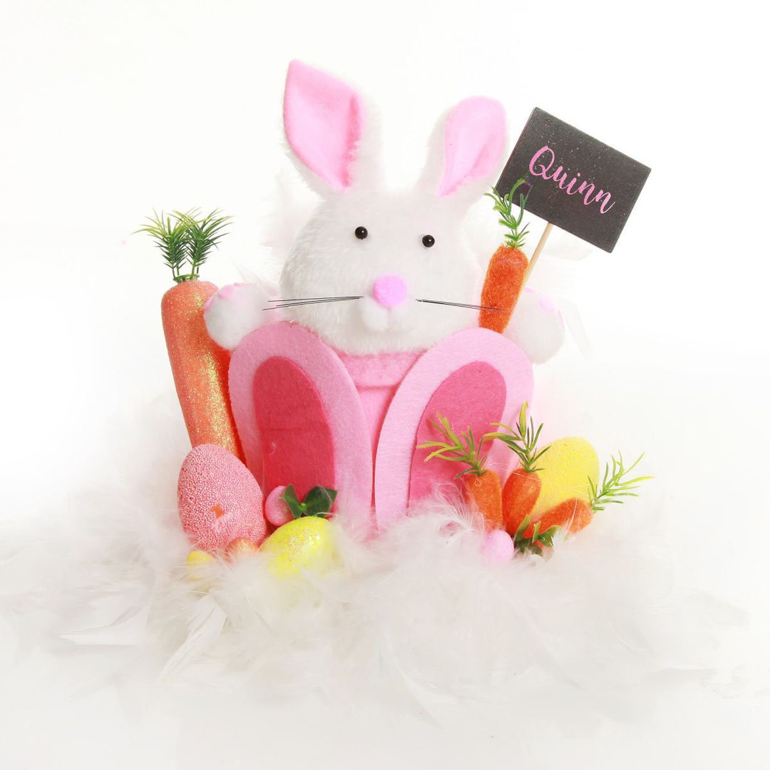 Personalised Pink Plush Bunny Easter Hat - Etsy UK