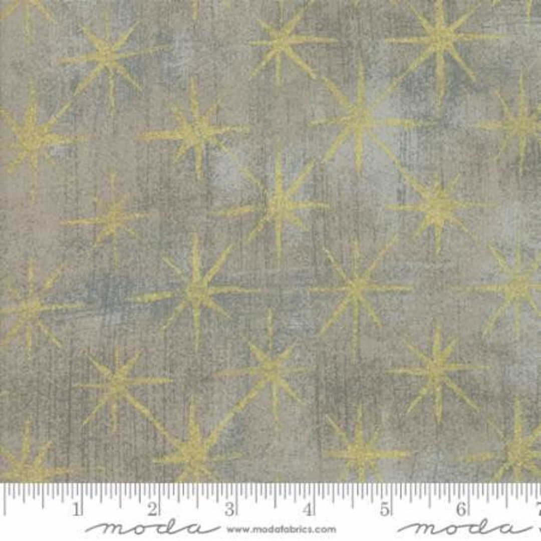 Moda Grunge Seeing Stars ~ Metallic Gray Fabric by Basic Grey ~ Gray ...