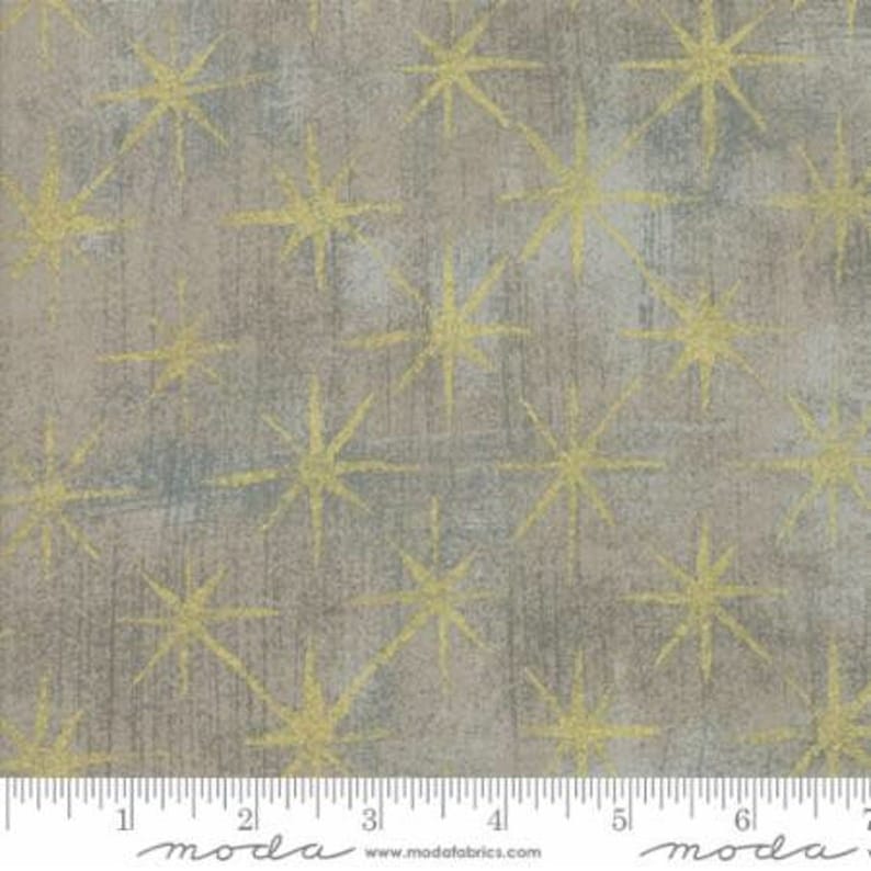 Moda Grunge Seeing Stars ~ Metallic Gray Fabric by Basic Grey ~ Gray ...