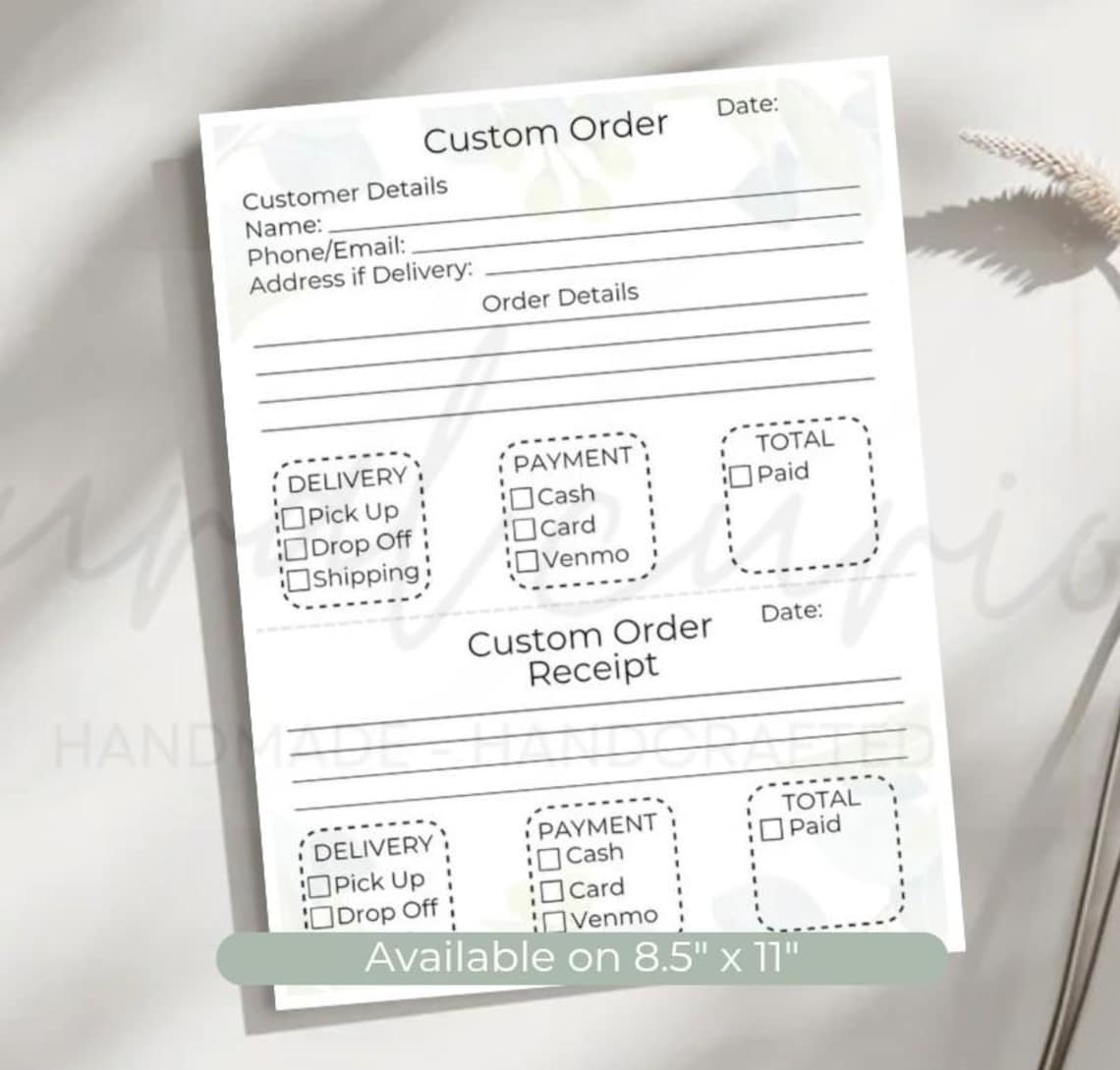 Printable Custom Order Form Craft Show Preorder Handmade Business ...