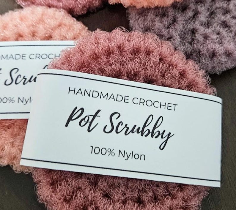 PRINTABLE Pot Scrubby Labels | 100% Nylon Handmade Scrubbies | Product ...