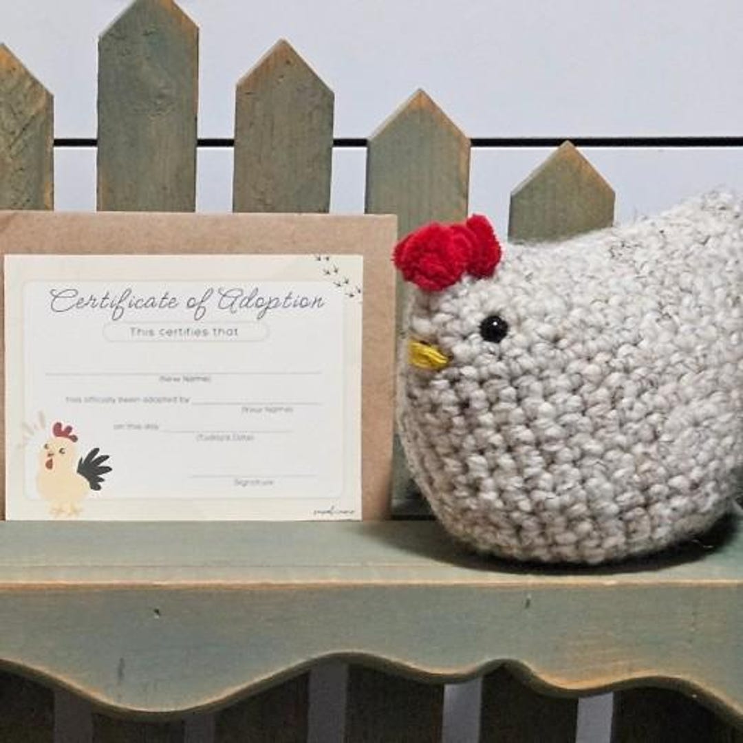 PRINTABLE Chicken Adoption Certificate | Crochet Chicken | Craft Show ...