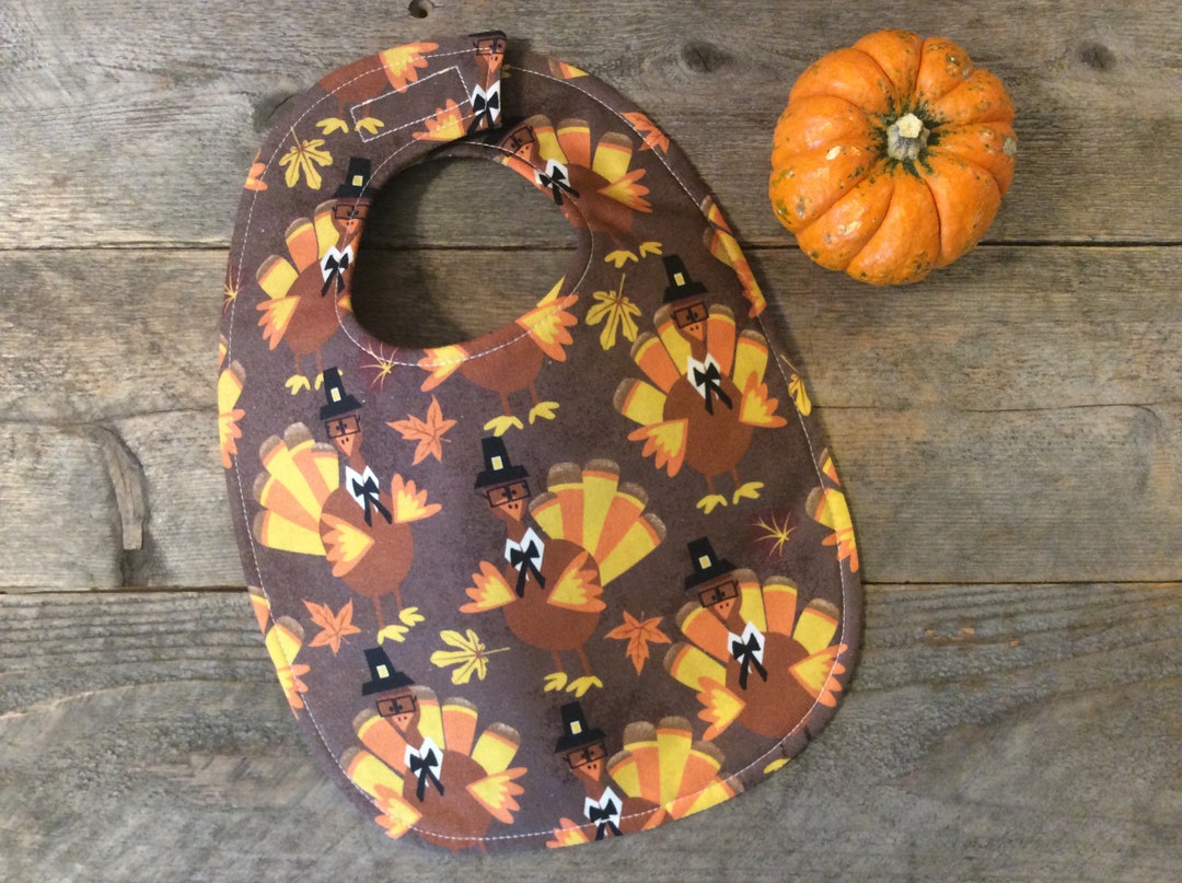 Turkey Bib | Thanksgiving Bib| Brown and Orange Bib | Baby & Toddler ...