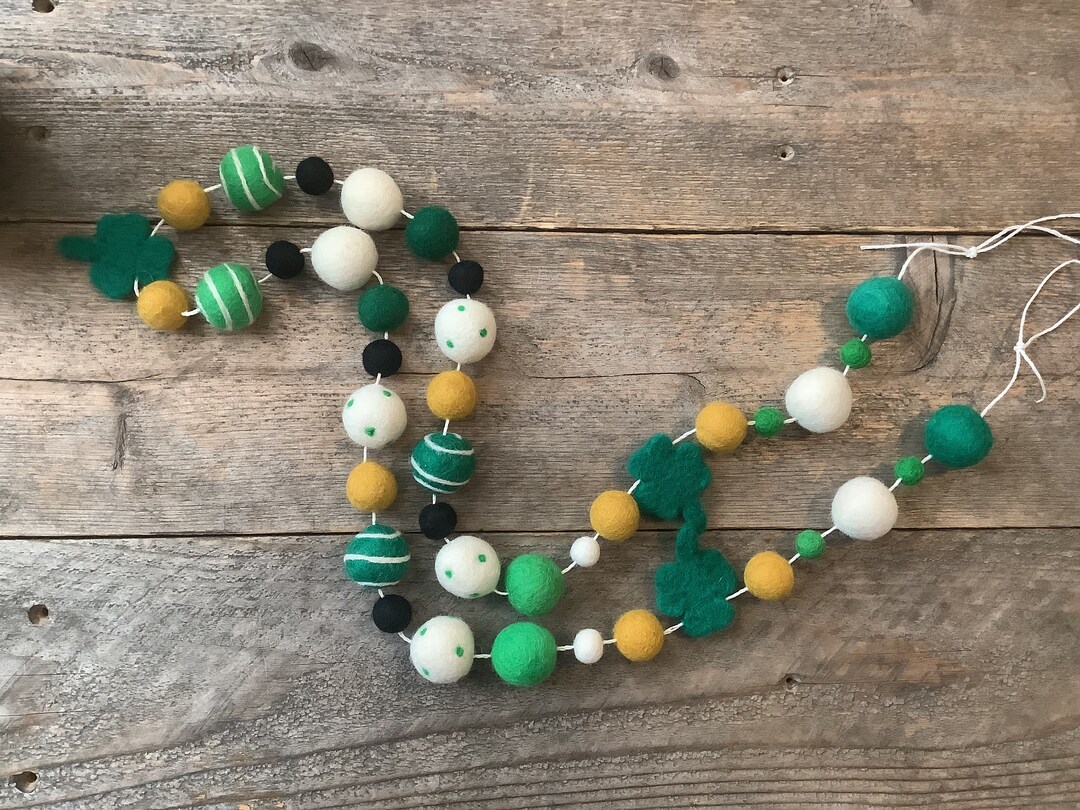 Wool Felt Balls | Garland | St. Patrick's Day | 4 Ft. | Irish | Clover ...