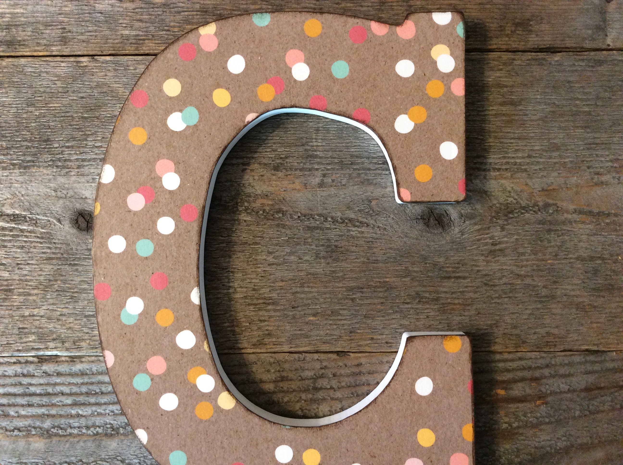9 Inch | Wooden Letter Wall Decor | Milk Chocolate Confetti Color ...