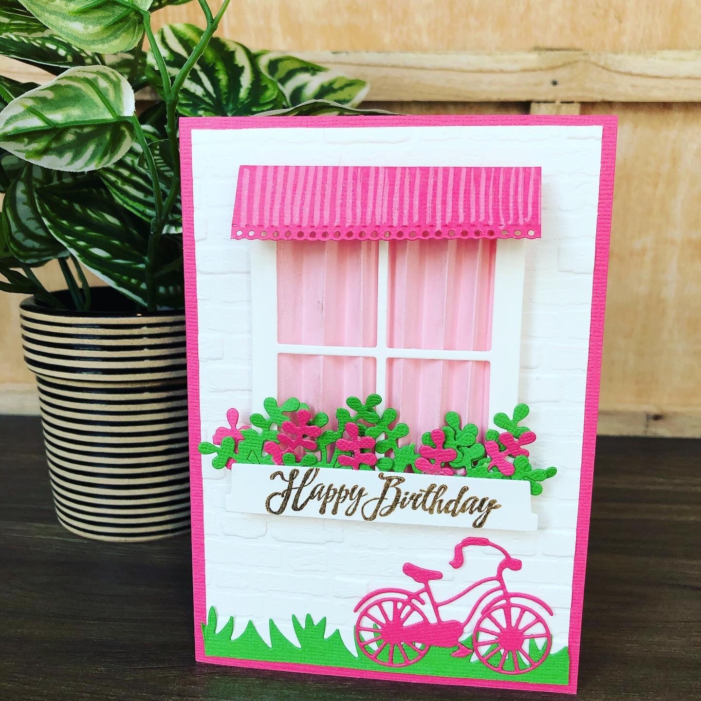 Happy Birthday Greeting Card. Window With Awning. Flower Box. - Etsy