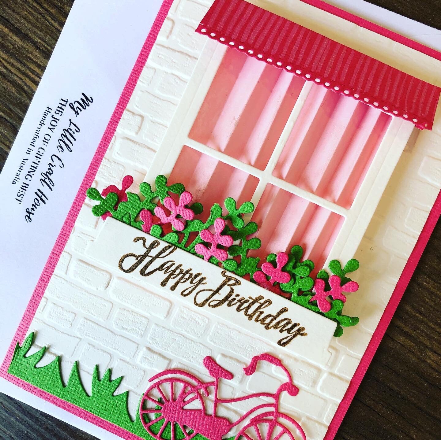 Happy Birthday Greeting Card. Window With Awning. Flower Box. - Etsy