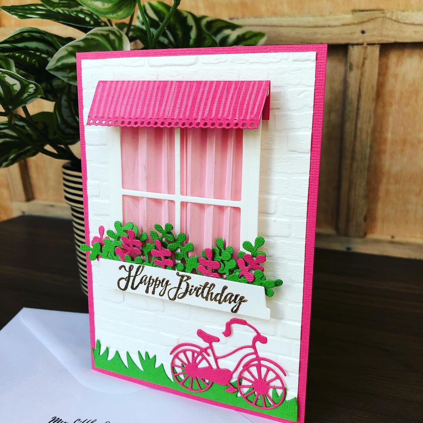 Happy Birthday Greeting Card. Window With Awning. Flower Box. - Etsy