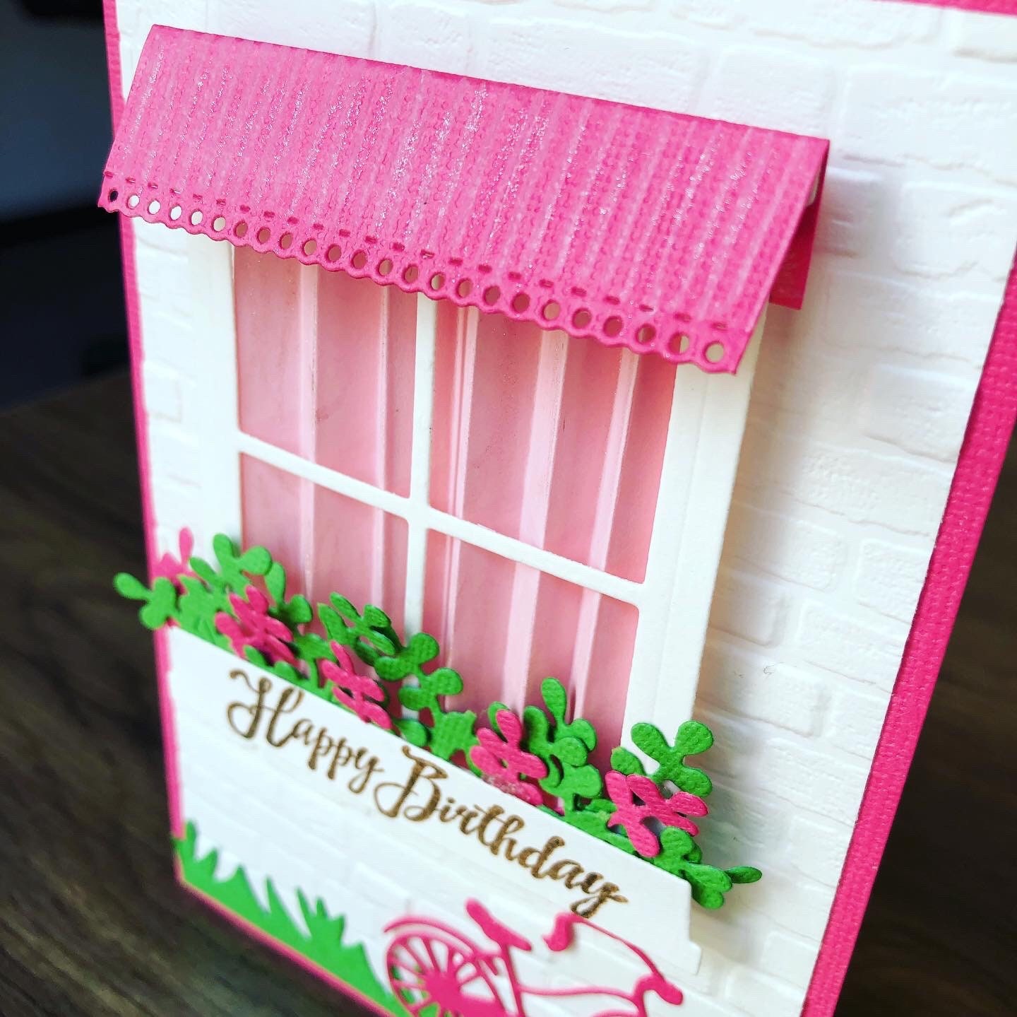 Happy Birthday Greeting Card. Window With Awning. Flower Box. - Etsy