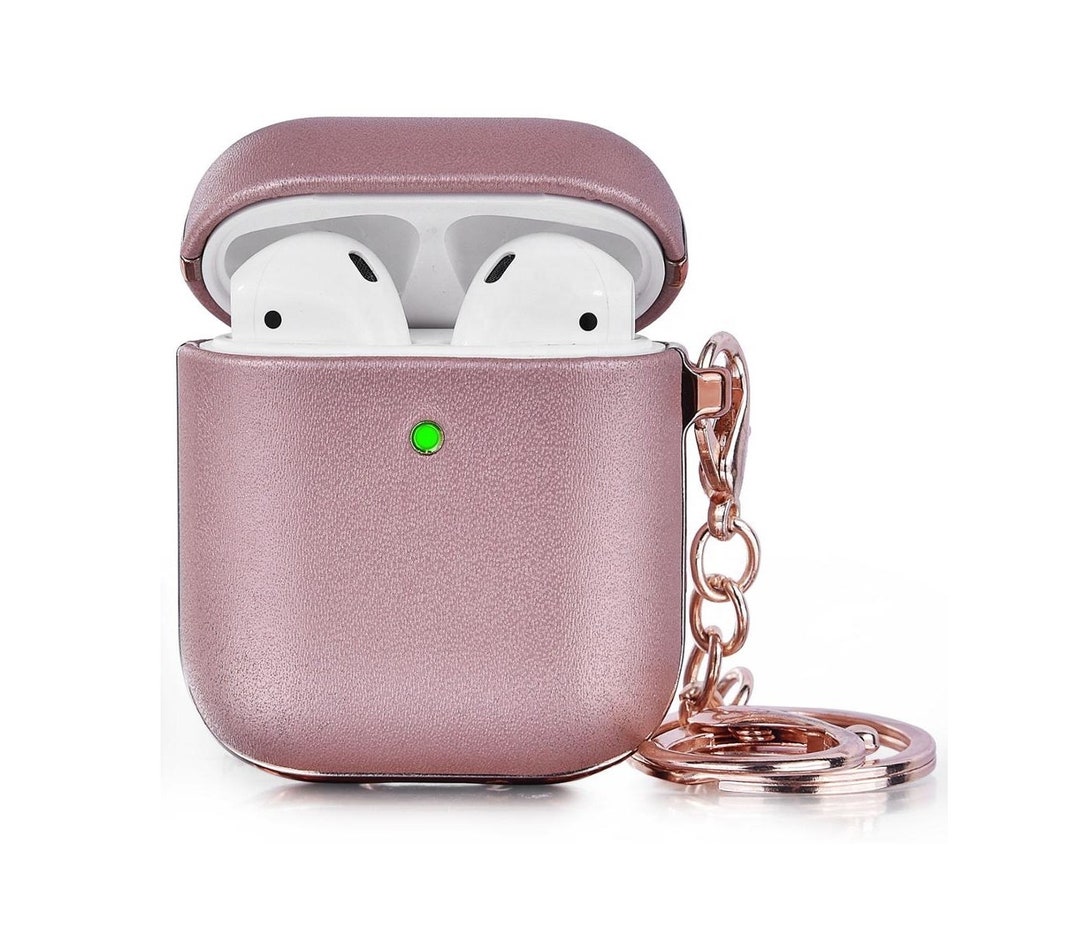Rose Gold Airpods Case Leather With Keychain, Protective AirPod Case ...