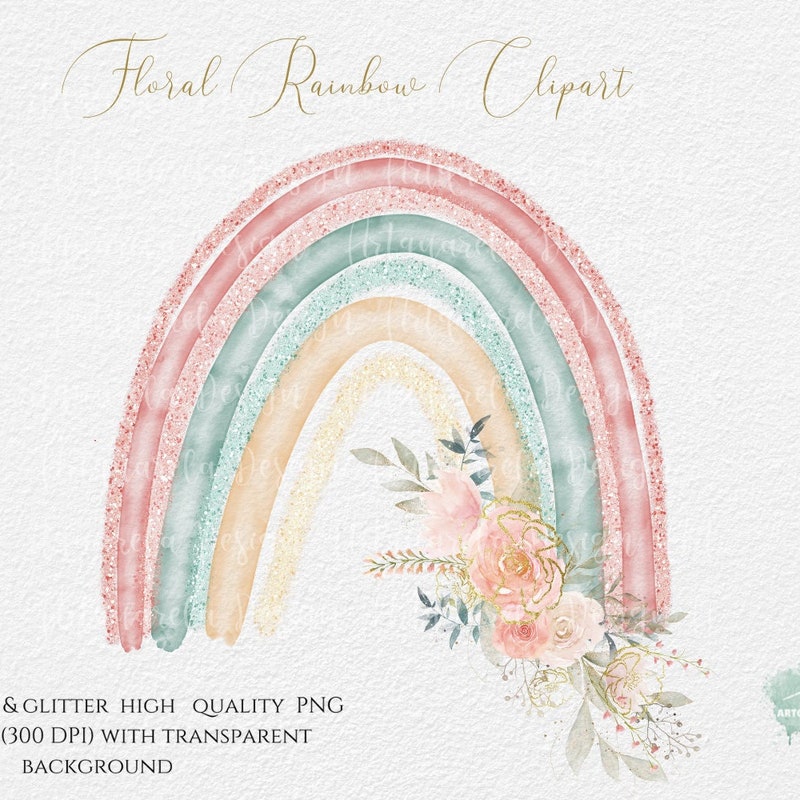 Boho Rainbow Flower Clipart - Etsy