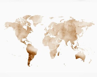 Neutral World Map Printable - Etsy
