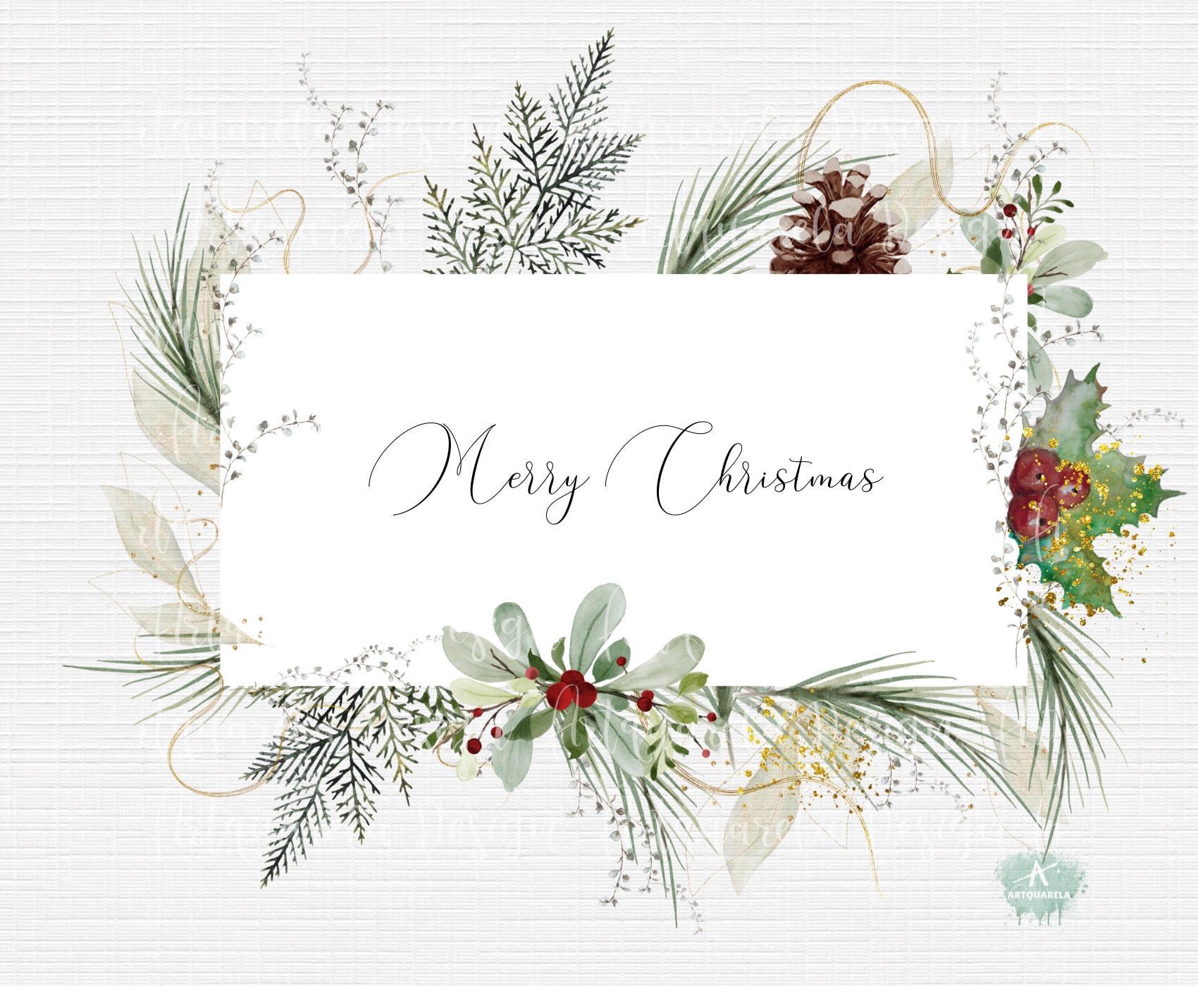Watercolor Christmas Frames PNG Arrangements Clipart Wreath - Etsy