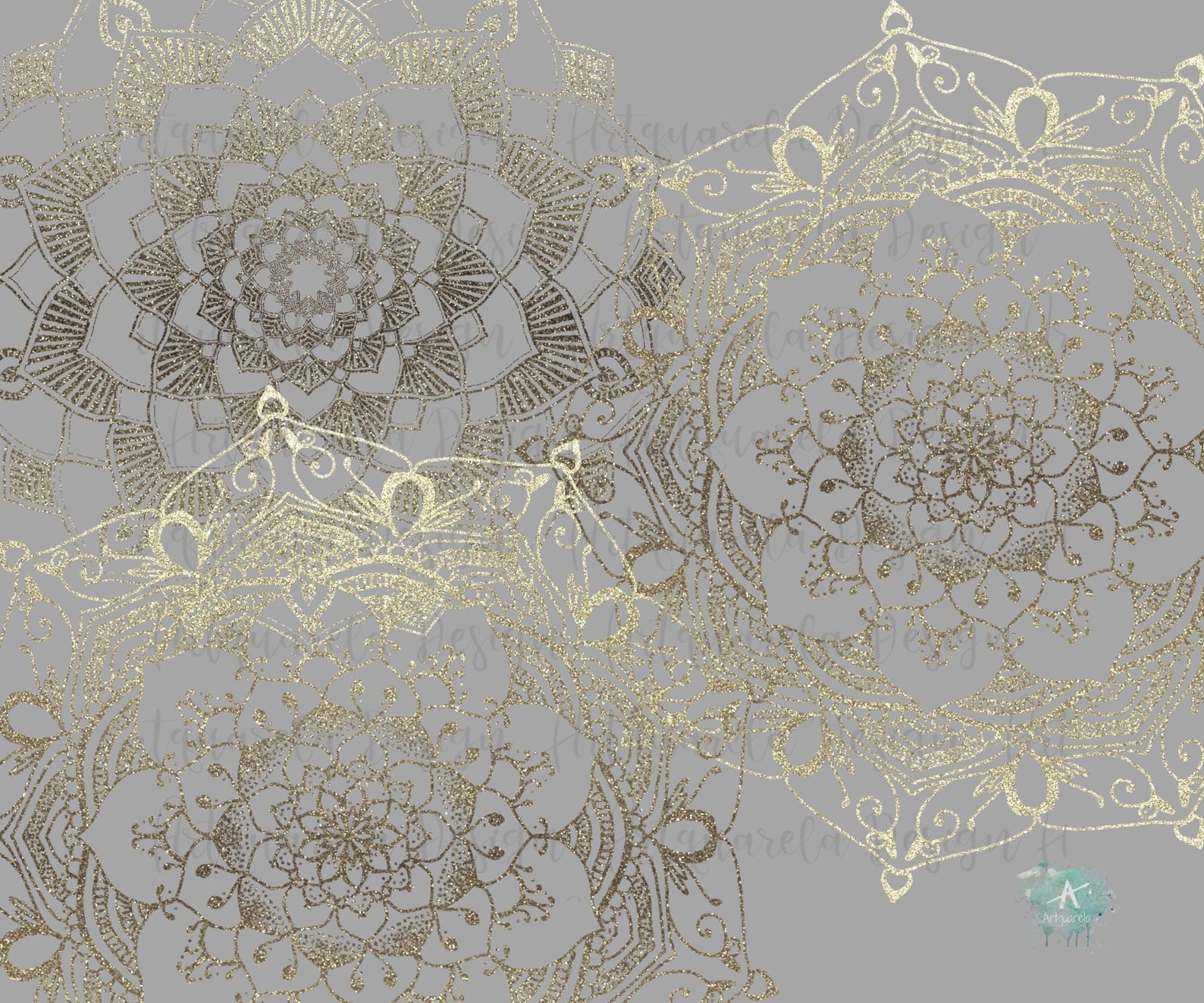 50% OFF SALE 12 Glitter Mandalas Clipart Setgold Silver | Etsy