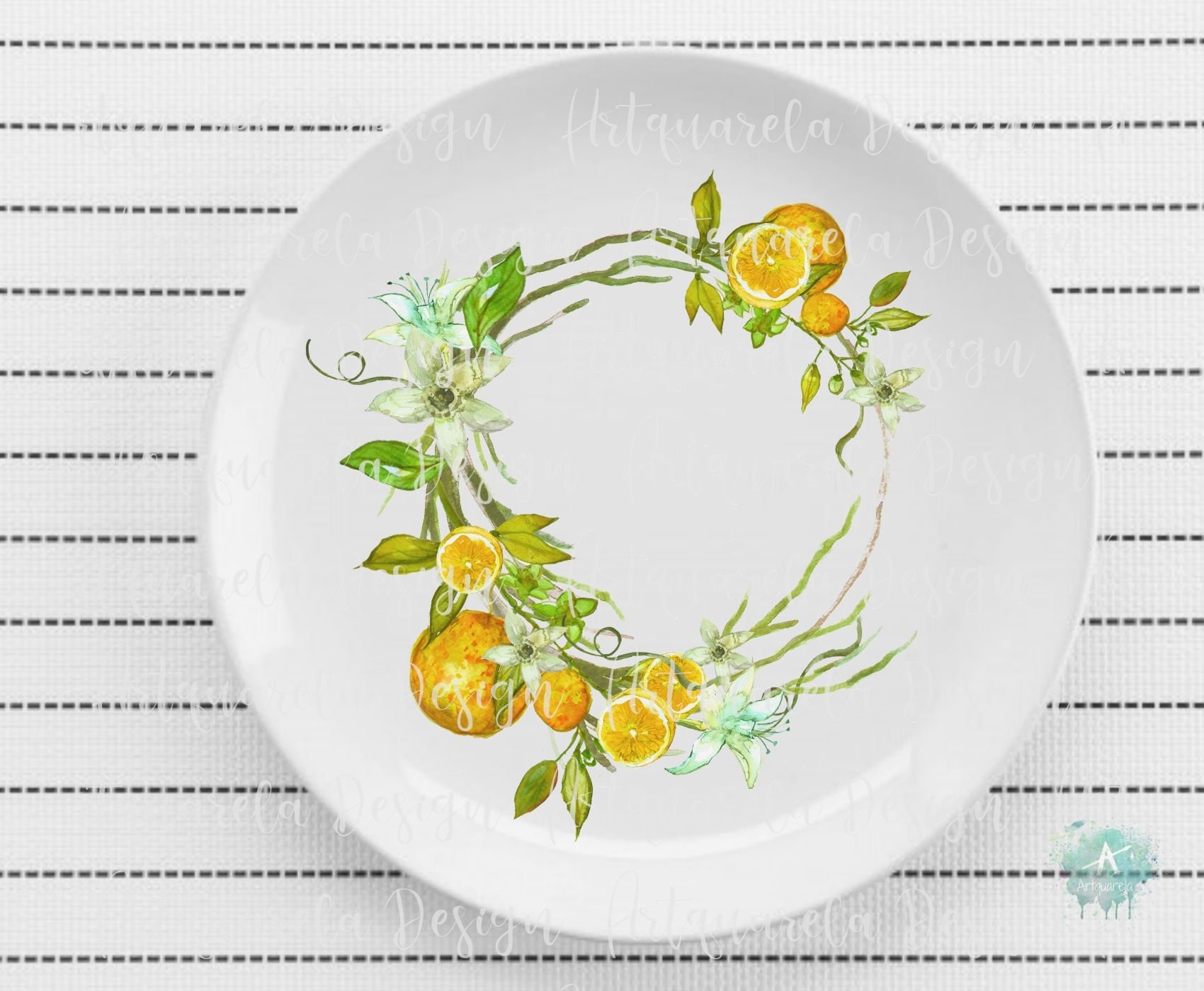 Orange Clip Art Set Hand Painted Watercolor Orange Wreath | Etsy