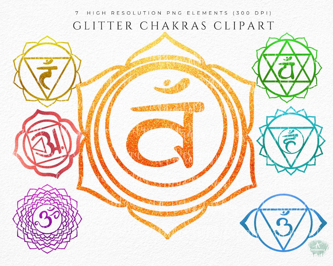 50% OFF SALE Glitter Colorful Chakras Clipart Seven Chakras Png Clip ...
