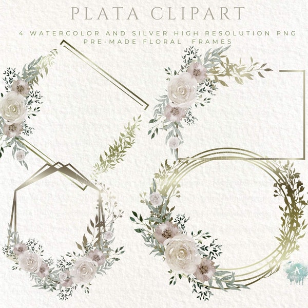 Silver Flower Frame Clipart - Etsy