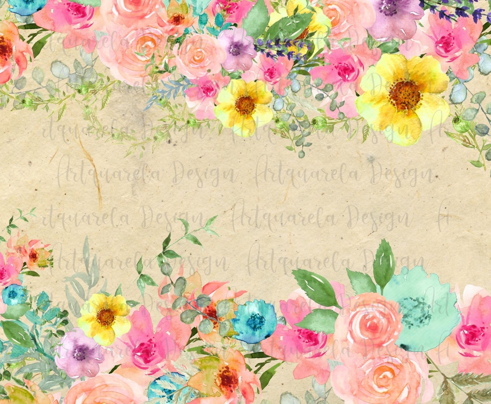 Bright Watercolor Flowers Clipart Colorful Flowers Bouquets | Etsy