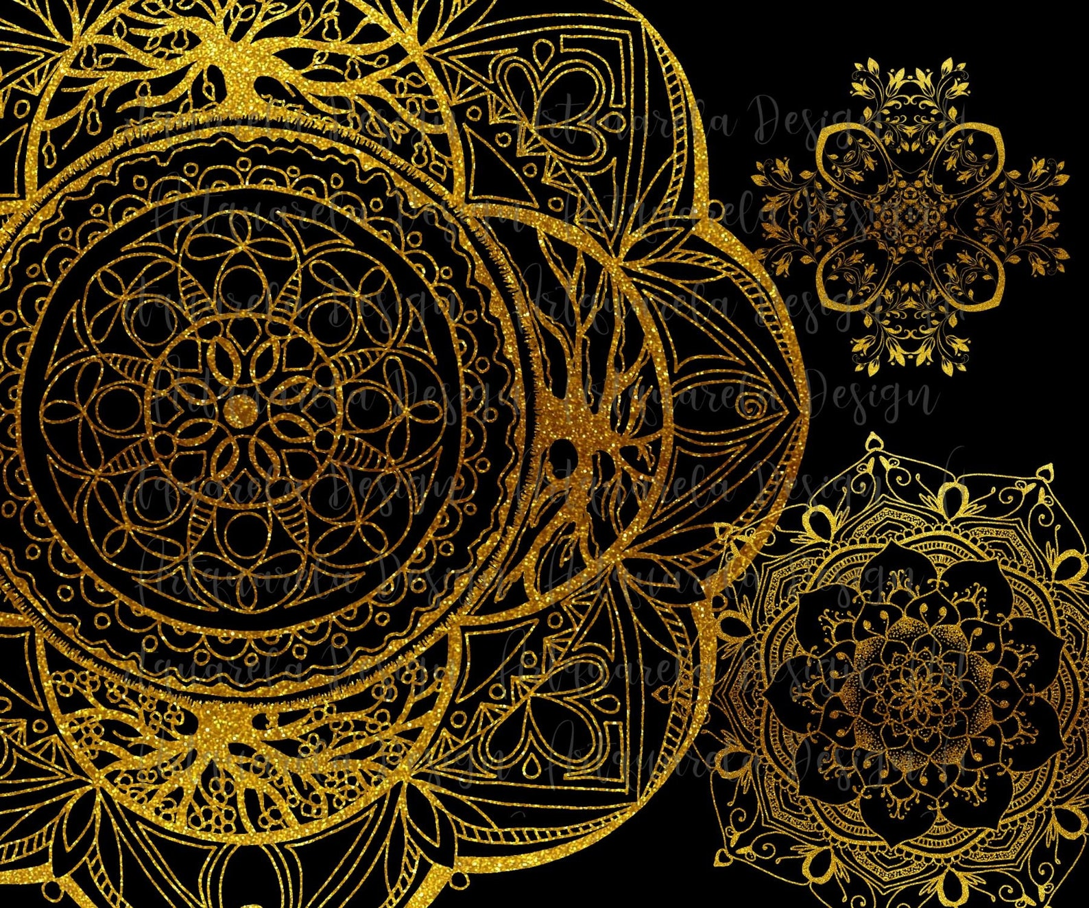 50% OFF SALE 12 Glitter Mandalas Clipart Setgold Silver | Etsy