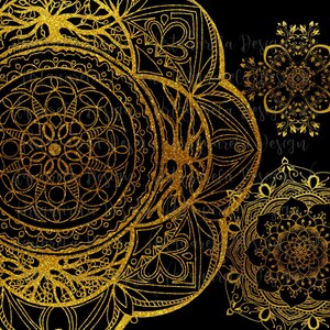 50% OFF SALE 12 Glitter Mandalas Clipart Set,gold Silver Zentangle ...