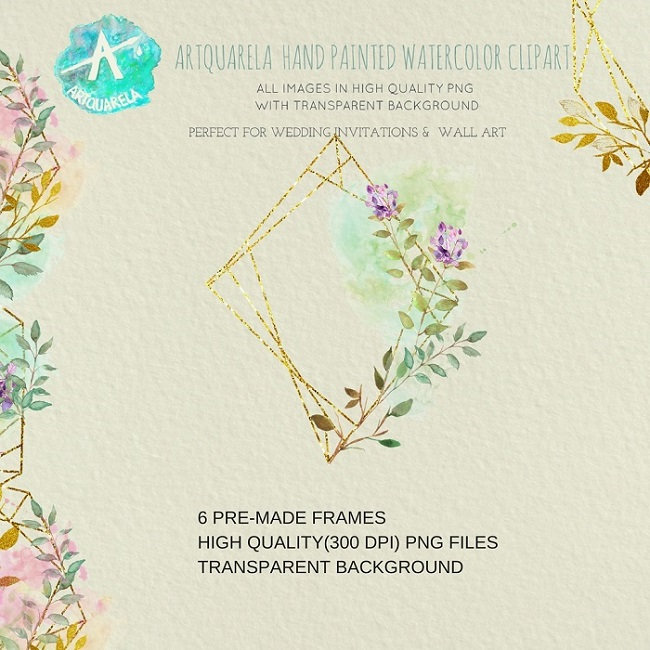 Gold Glitter Pre-made Frameswatercolor Floral Frames Floral - Etsy