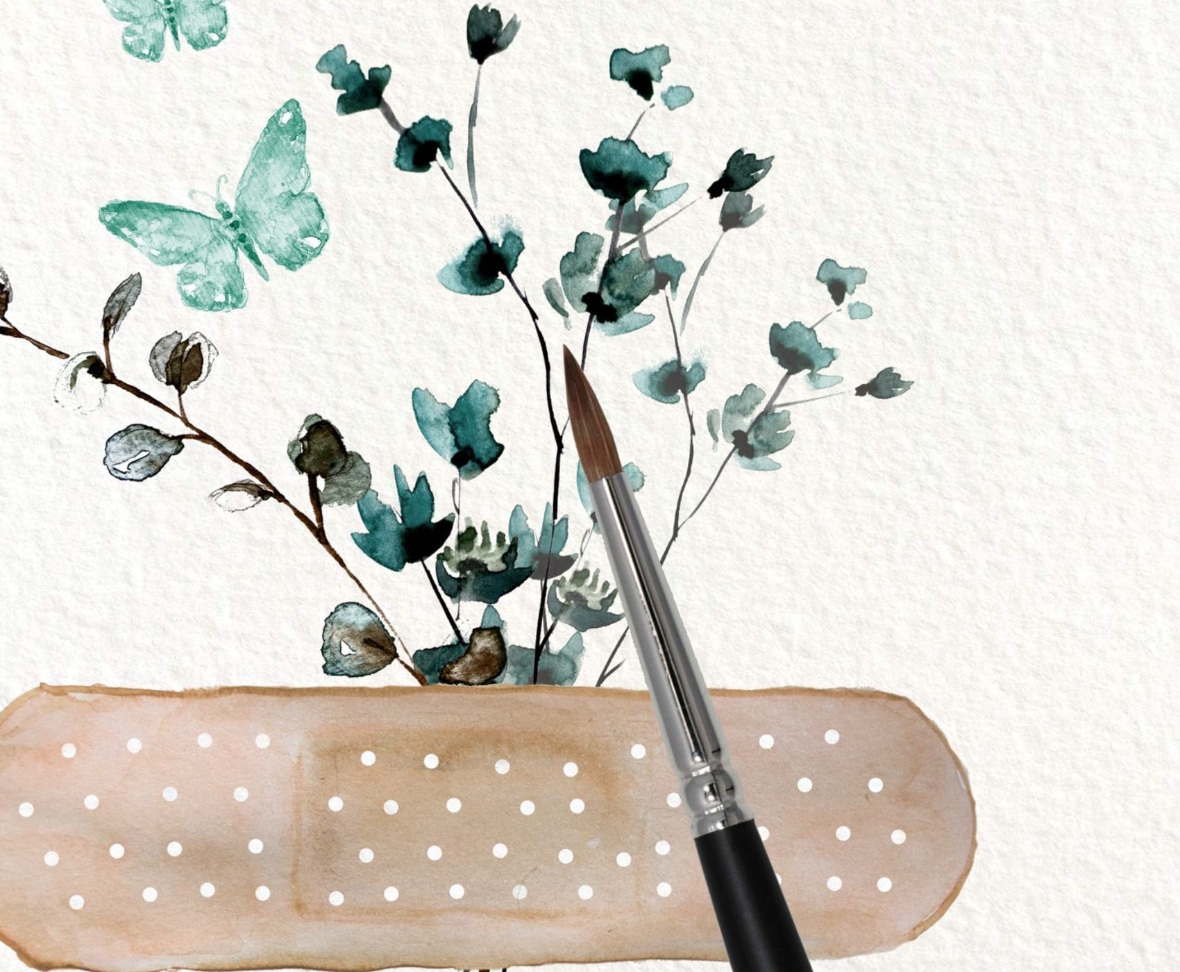 Bandage Clipartwatercolor Band Aid With Flowerscare - Etsy