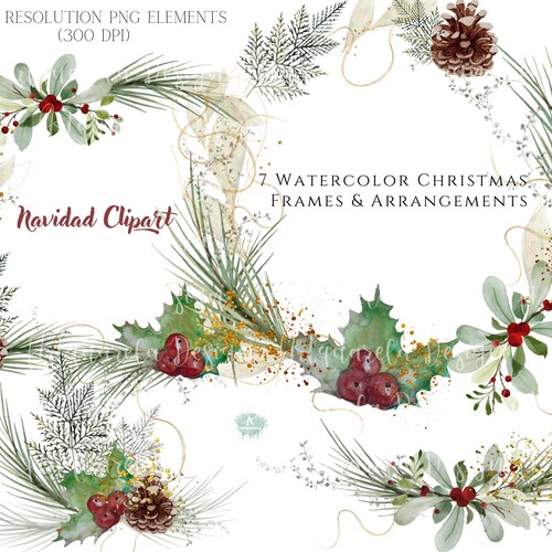 Watercolor Winter Floral Clipart Christmas Floral Greenery - Etsy
