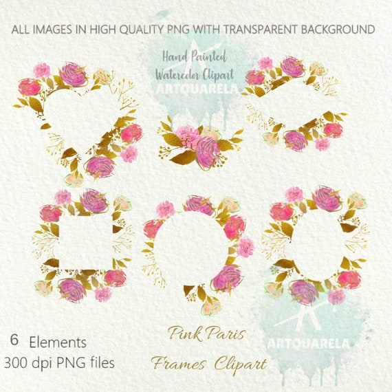 Watercolor Floral Frameswatercolor Pink and Fuchsia Flowers - Etsy